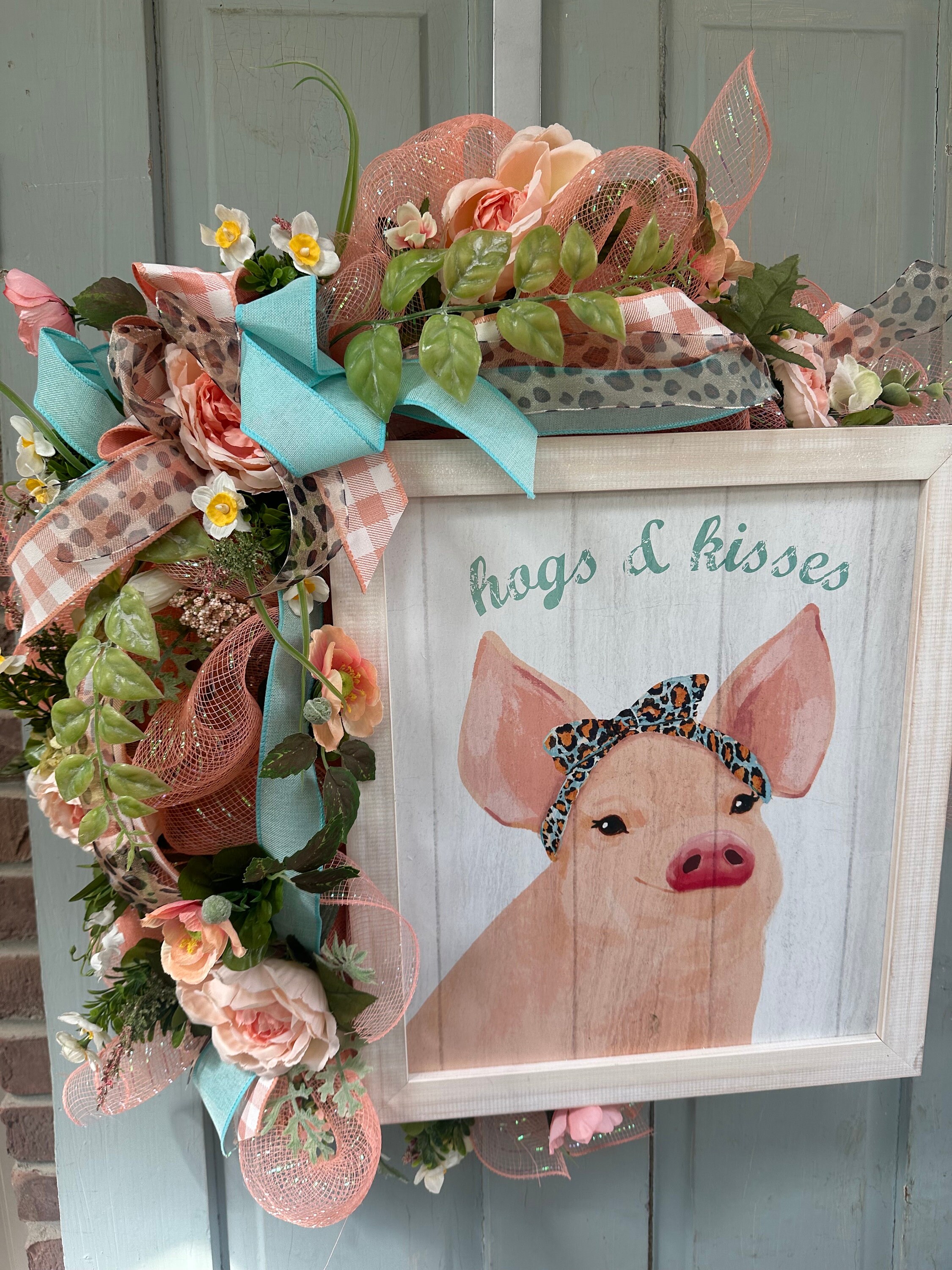 Hogs and Kisses Fancy Pig Wreath Farm Wreath - Etsy
