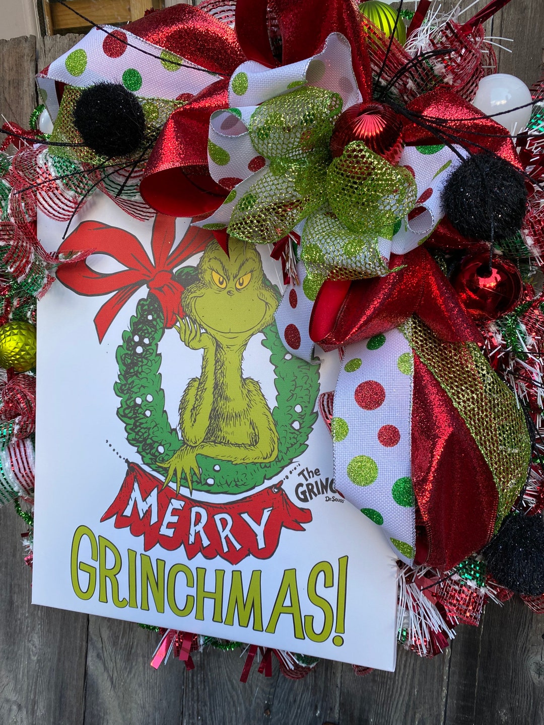MERRY GRINCHMAS GRINCH Wreath- Christmas Wreath - Etsy