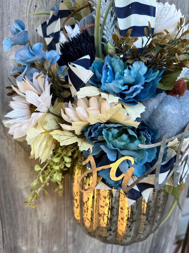 Gather Blue and Silver Fall Centerpiece - Etsy