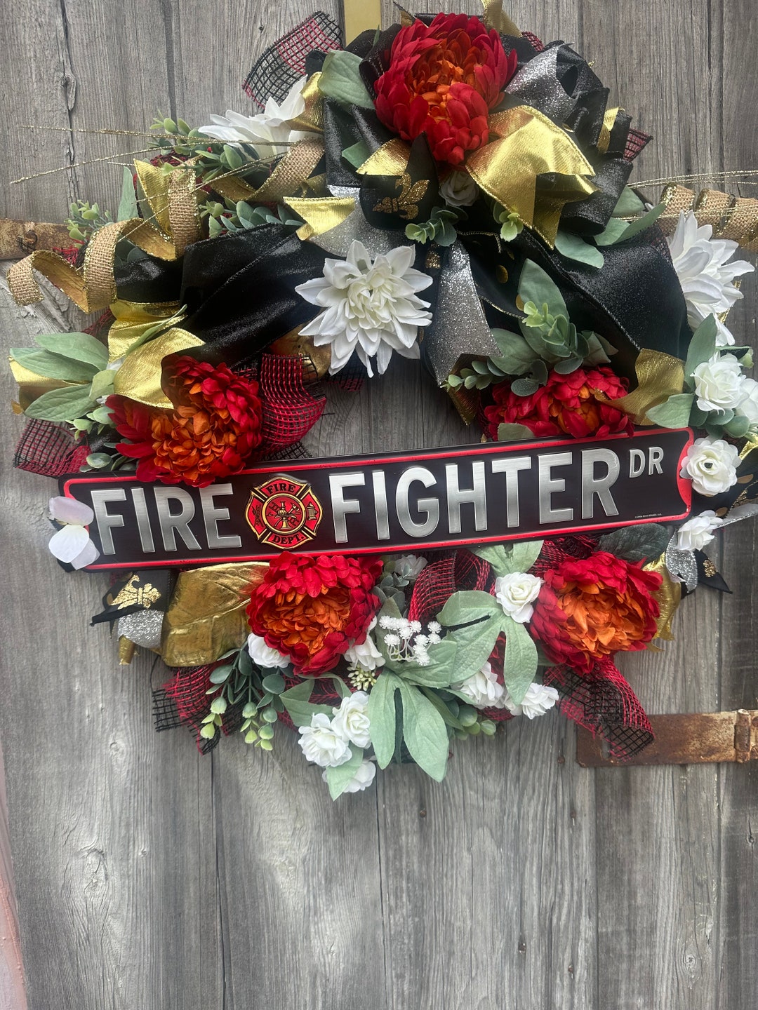 Fire Fighter Dr Theme Wreath, Firefighter Wreath - Etsy