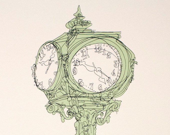 Old Clock, Jacob Riis Park, Screenprint - Etsy