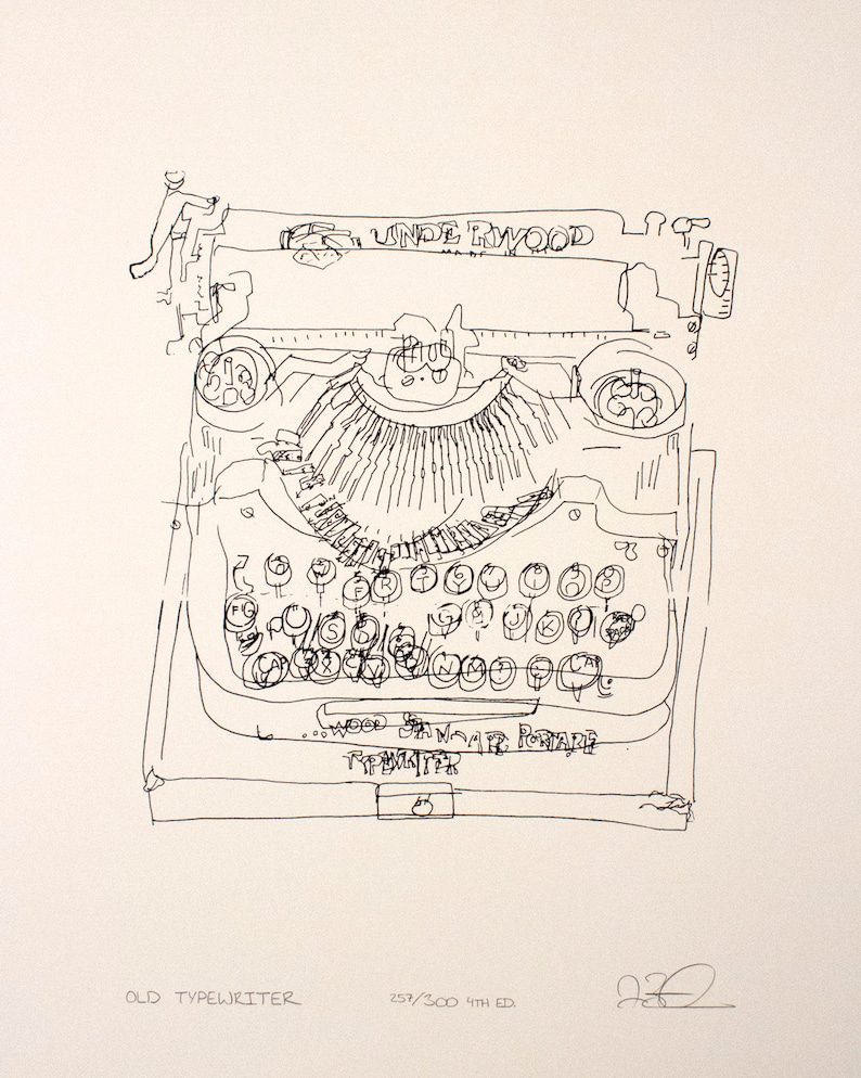 Old Typewriter Screenprint - Etsy