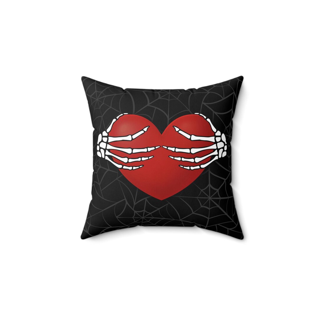 Skeleton Hand Red Heart Pillow: Gothic Valentine's Decor - Etsy