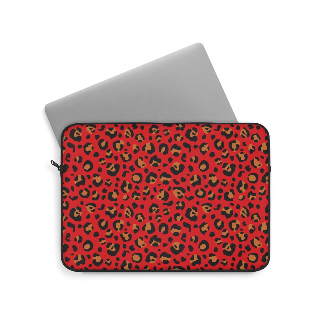 Red Leopard Print Laptop Sleeve: Plush Fleece Interior - Etsy