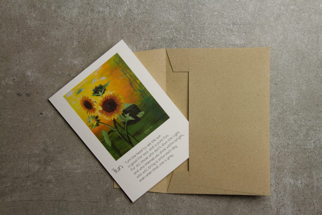 Sunflower Card With Poem and Painting as an Art Print, to Encourage a ...