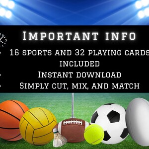 Sports Matching Game Printable - 32 Engaging Cards Featuring 16 Sports ...