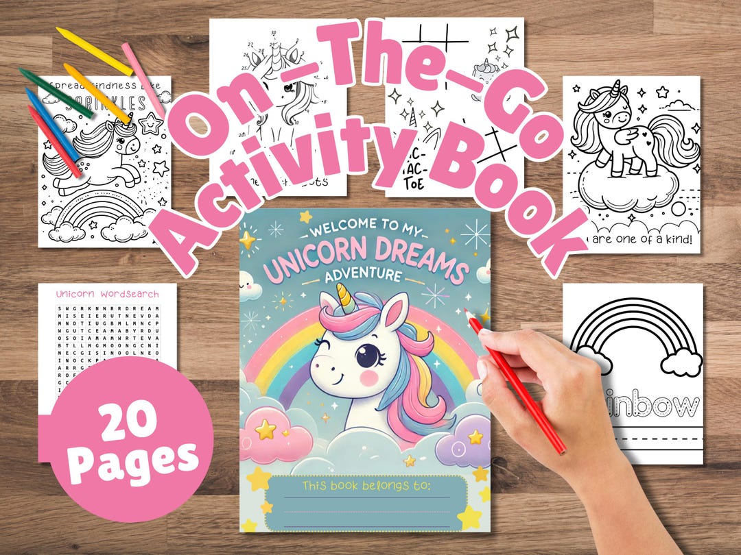 Unicorn Magic Activity Book and Coloring Pages, Tracing, Tic Tac Toe ...