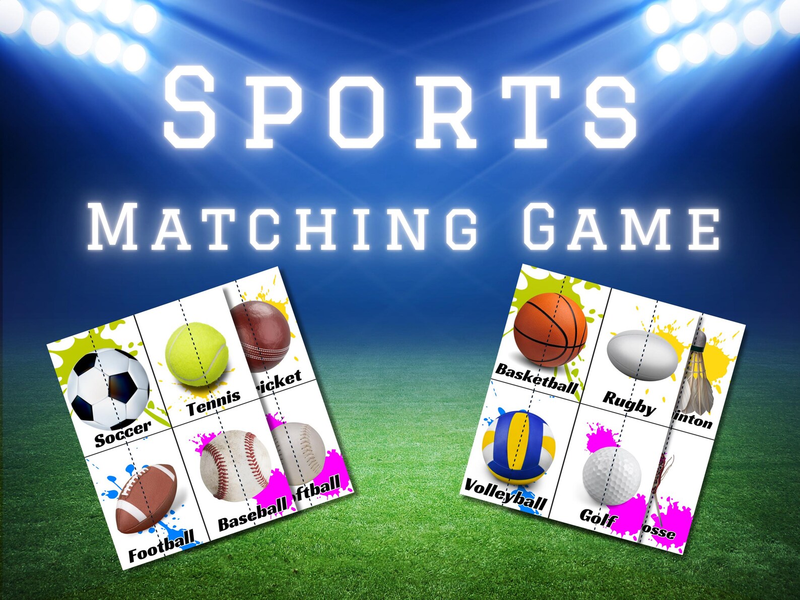 Sports Matching Game Printable - 32 Engaging Cards Featuring 16 Sports ...