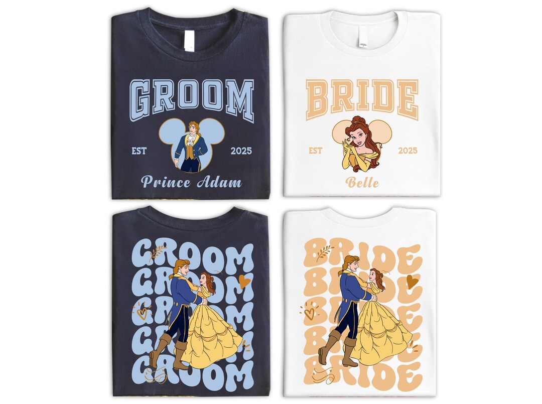 Disney Bride Belle and Groom Shirt, Custom Beauty and the Beast ...