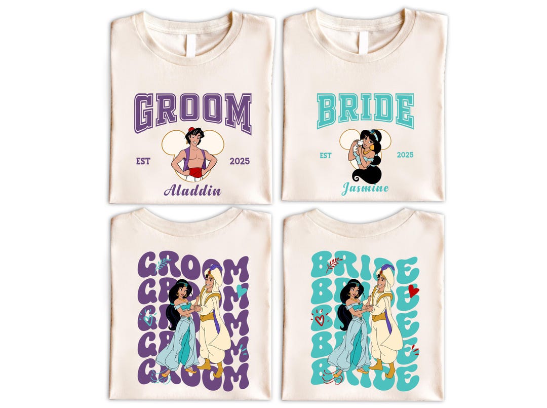 Disney Bride Groom Shirt, Princess Jasmine and Prince Aladdin Matching ...