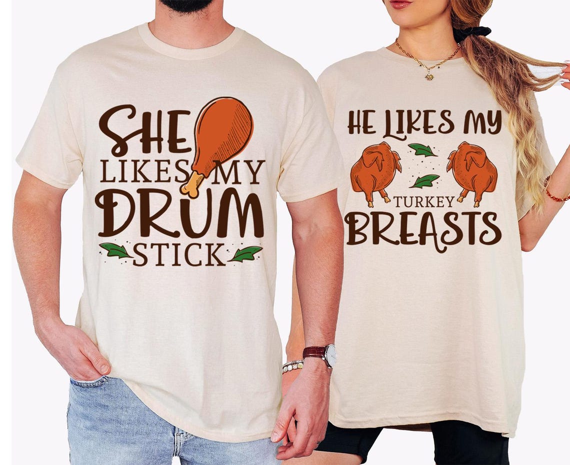Thanksgiving Couples Shirts, Turkey Breast Drum Stick Thankful Shirt ...