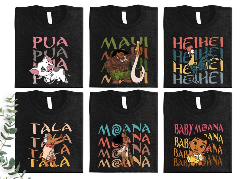 Disney Moana Characters Shirt, Disney Moana Hei Hei Pua Maui Matching ...
