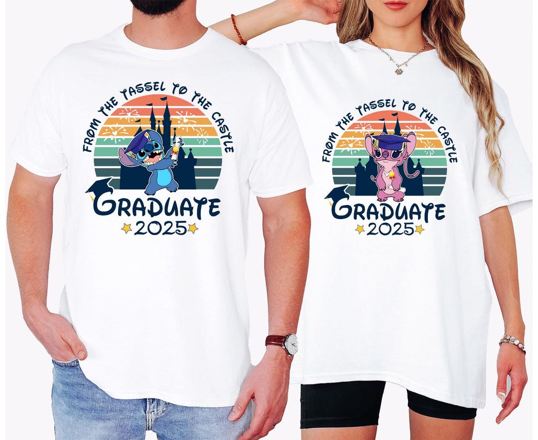 Disney Stitch & Angel Graduate 2025 Shirt, Disney Class of 2025 Shirt ...