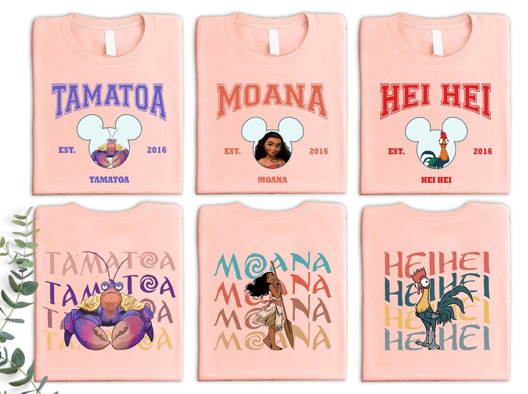 Disney Princess Moana Characters Shirt, Hei Hei Pua Maui Tala Tamatoa ...