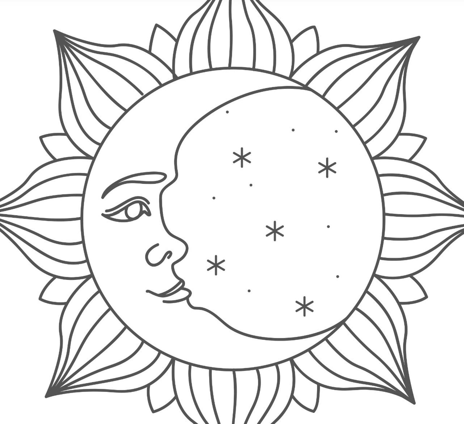 Sun and Moon Color Page - Etsy