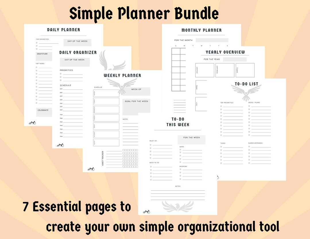 Essential Planner Bundle - Eagle Design - Printable - Gratitude ...
