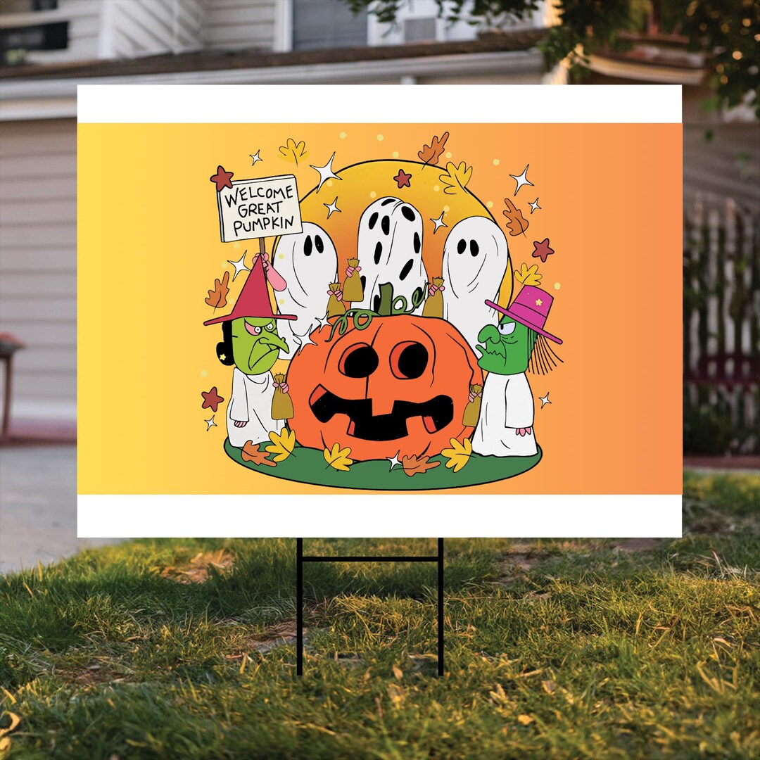 Welcome Great Pumpkin Yard Sign, Funny Halloween Spooky Yard Sign ...