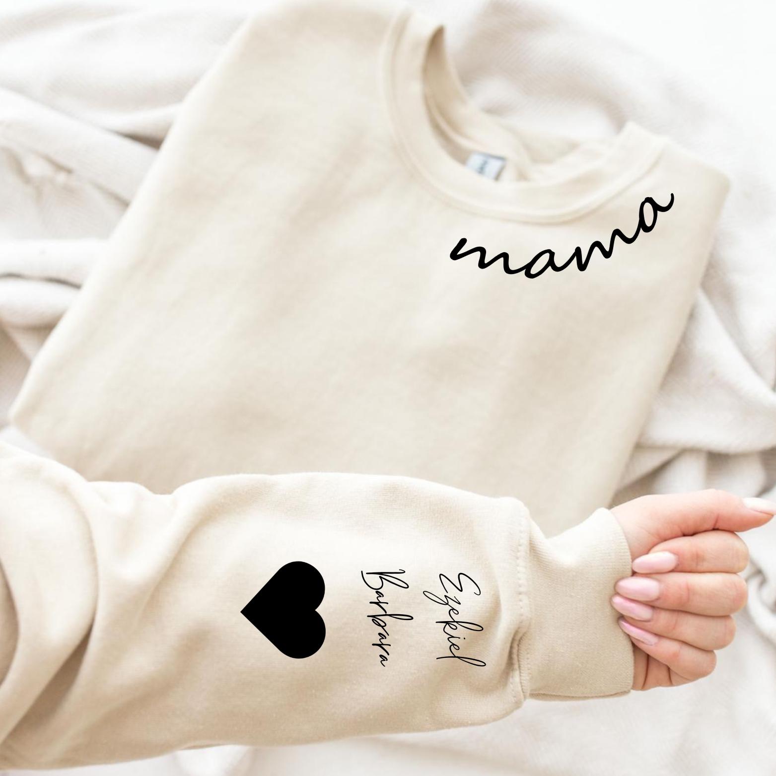 Custom Mama Sweatshirt With Kid Name on Sleeve, Personalized Mom ...