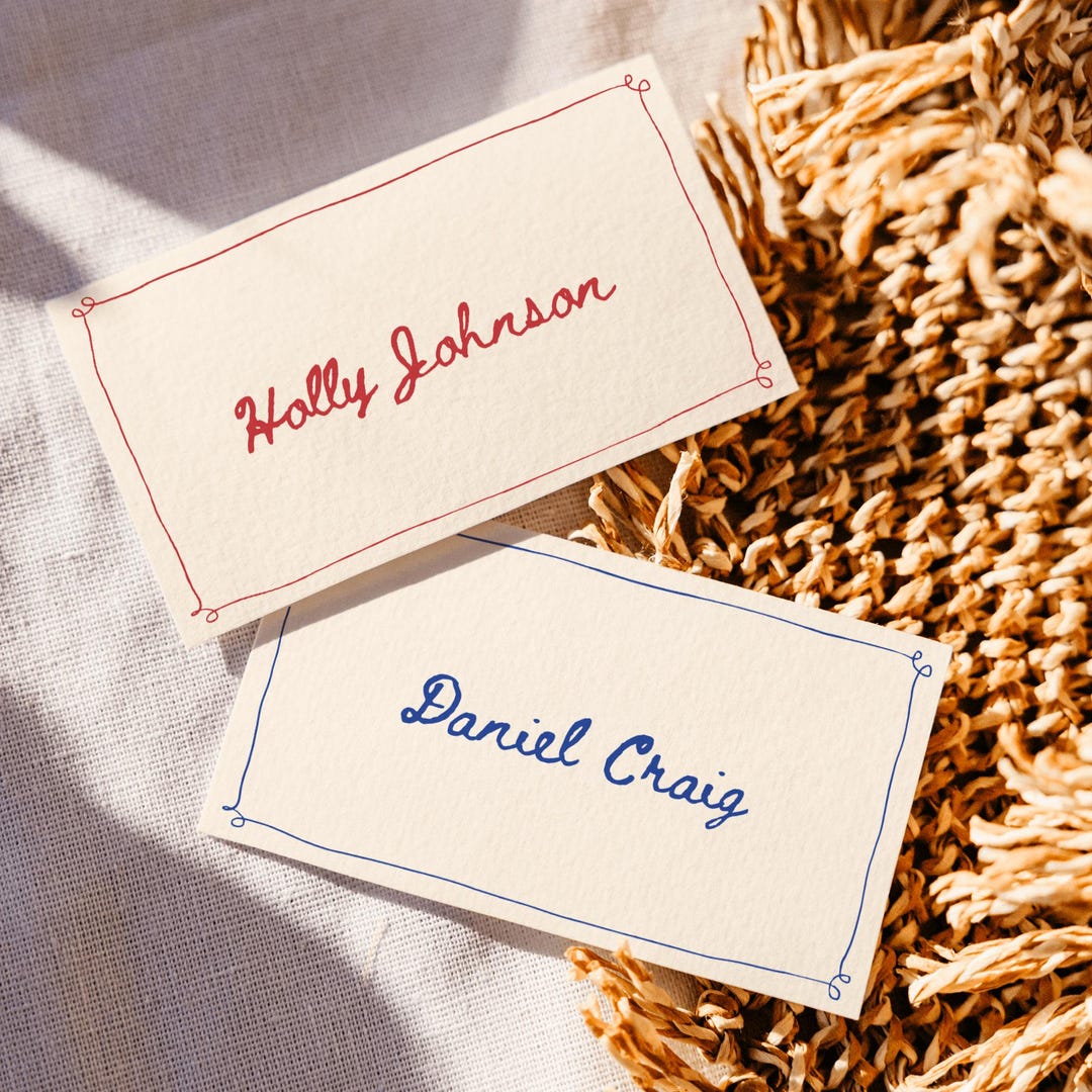 Wedding Place Cards Editable Hand-drawn Whimsical Vintage Table Name ...