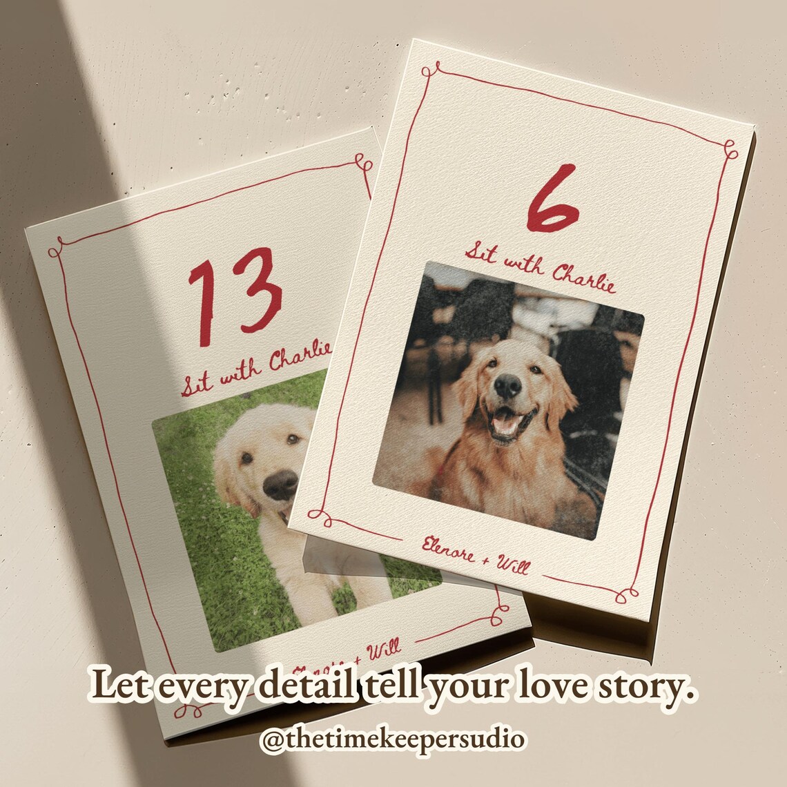 Dog Photo Wedding Table Numbers Template Cute Unique Handwritten ...