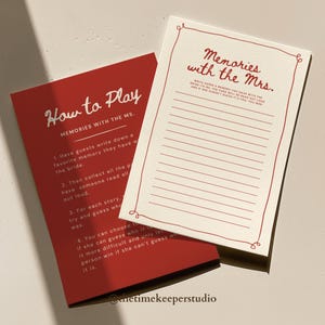 Favorite Memory Bridal Shower Game Template Share A Memory of the Bride ...