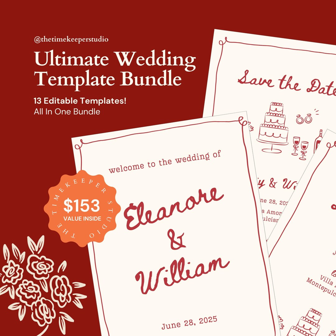 Ultimate Wedding Bundle Templates, Vintage Wedding Signage, Modern ...
