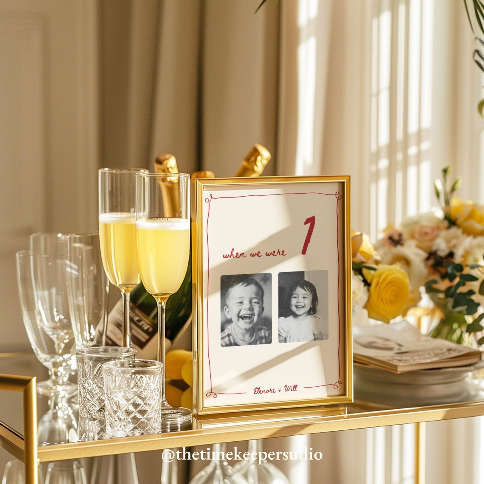 When We Were Age Photo Table Numbers Editable Template Cute Handwritten ...