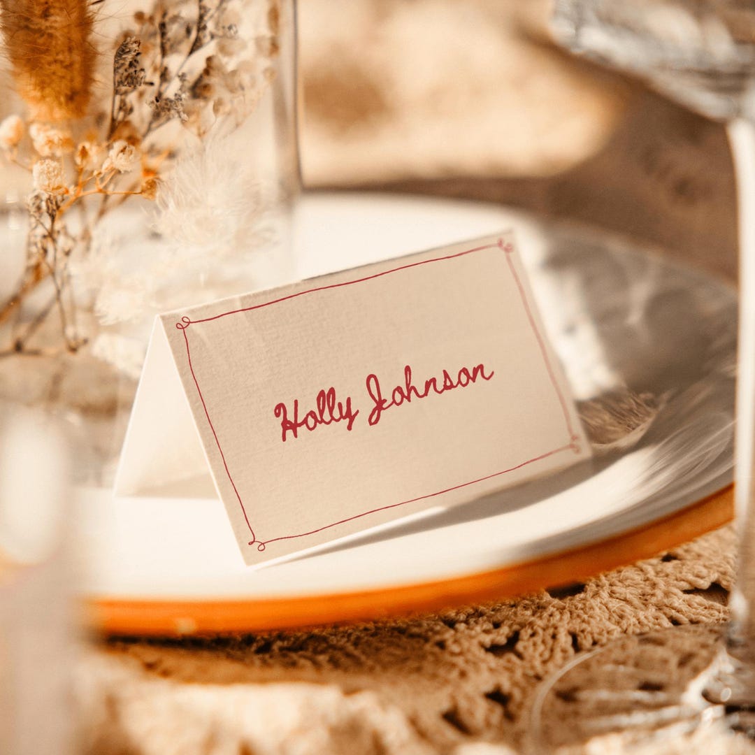 Handwritten Wedding Place Cards Custom Table Name Cards Whimsical ...