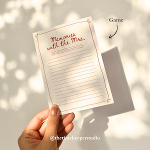 Favorite Memory Bridal Shower Game Template Share A Memory of the Bride ...