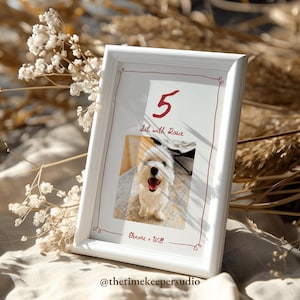 Dog Photo Wedding Table Numbers Template Cute Unique Handwritten ...