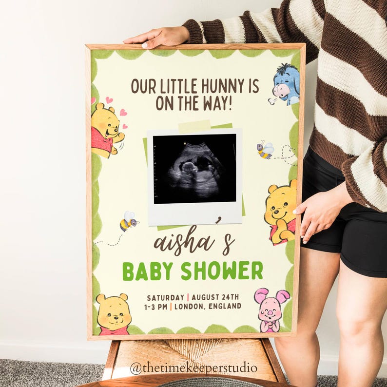 Winnie the Pooh Baby Shower Welcome Sign Sonogram Template Our Little ...