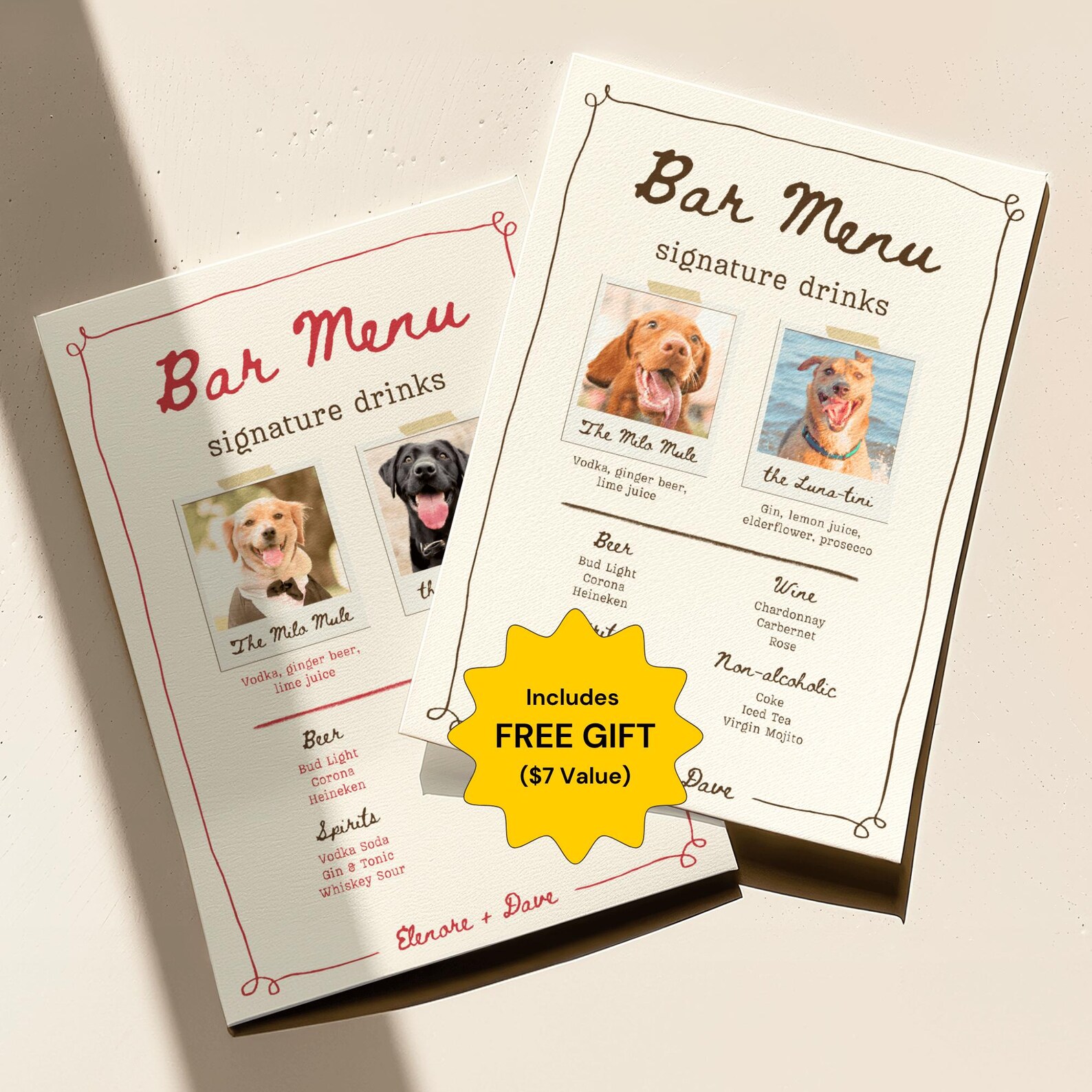 Pet Bar Menu Sign With Dog Photos Fun Wedding Signature Drink Sign ...