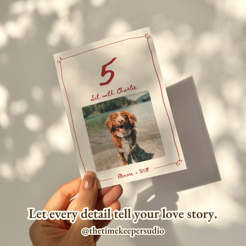 Dog Photo Wedding Table Numbers Template Cute Unique Handwritten ...