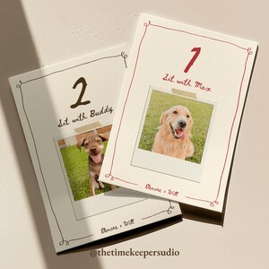 Dog Photo Wedding Table Number Template Handwritten Polaroid Design ...