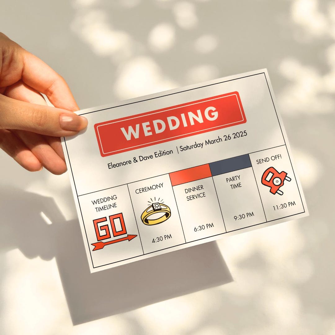 Monopoly Inspired Wedding Program Template Fun Board Game Themed ...