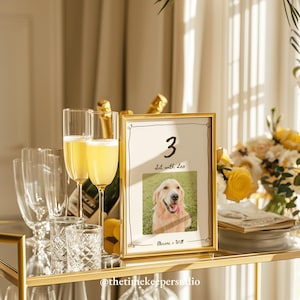 Dog Photo Wedding Table Numbers Template Cute Unique Handwritten ...