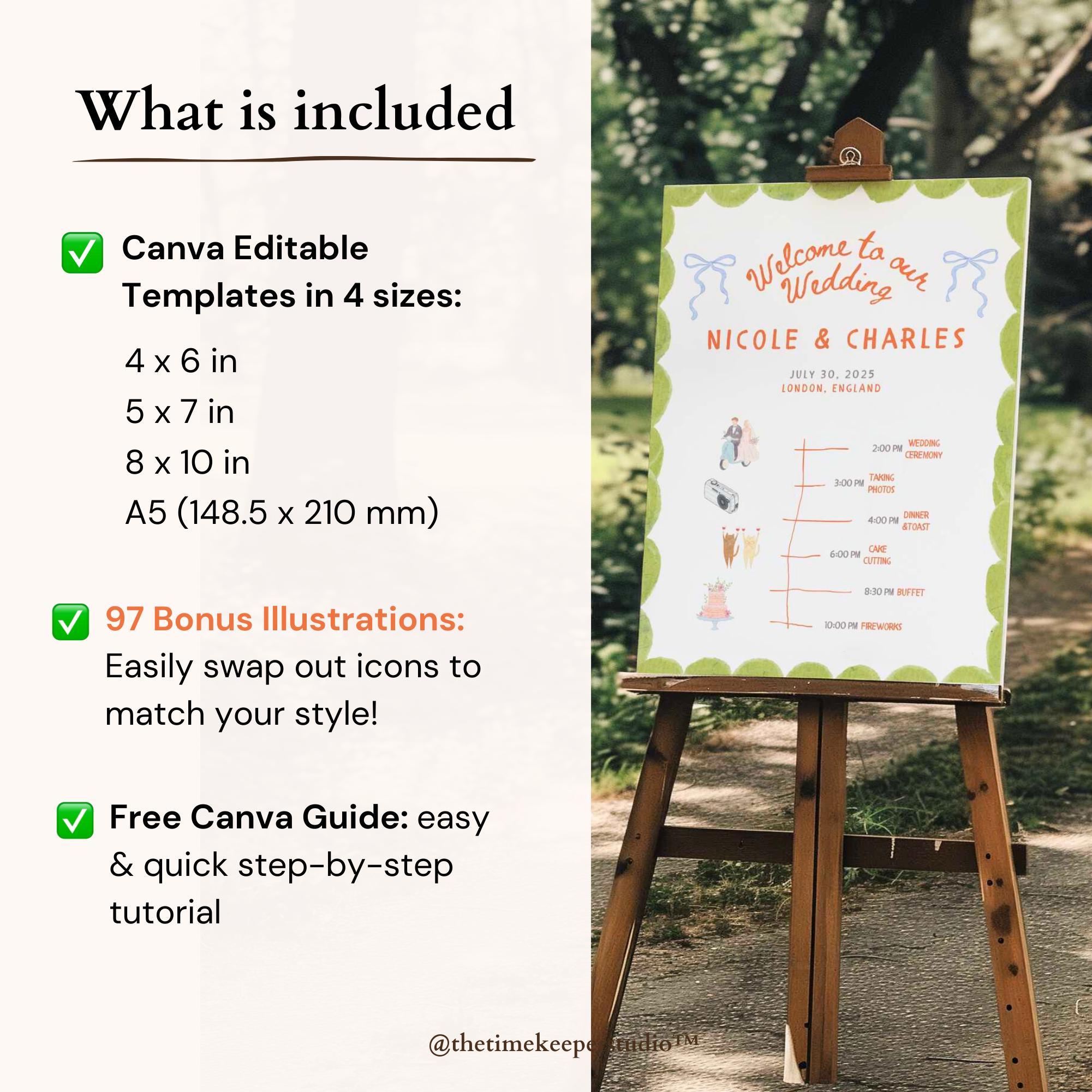 Custom Wedding Sign Template, Editable Canva Signs, Whimsical Reception ...