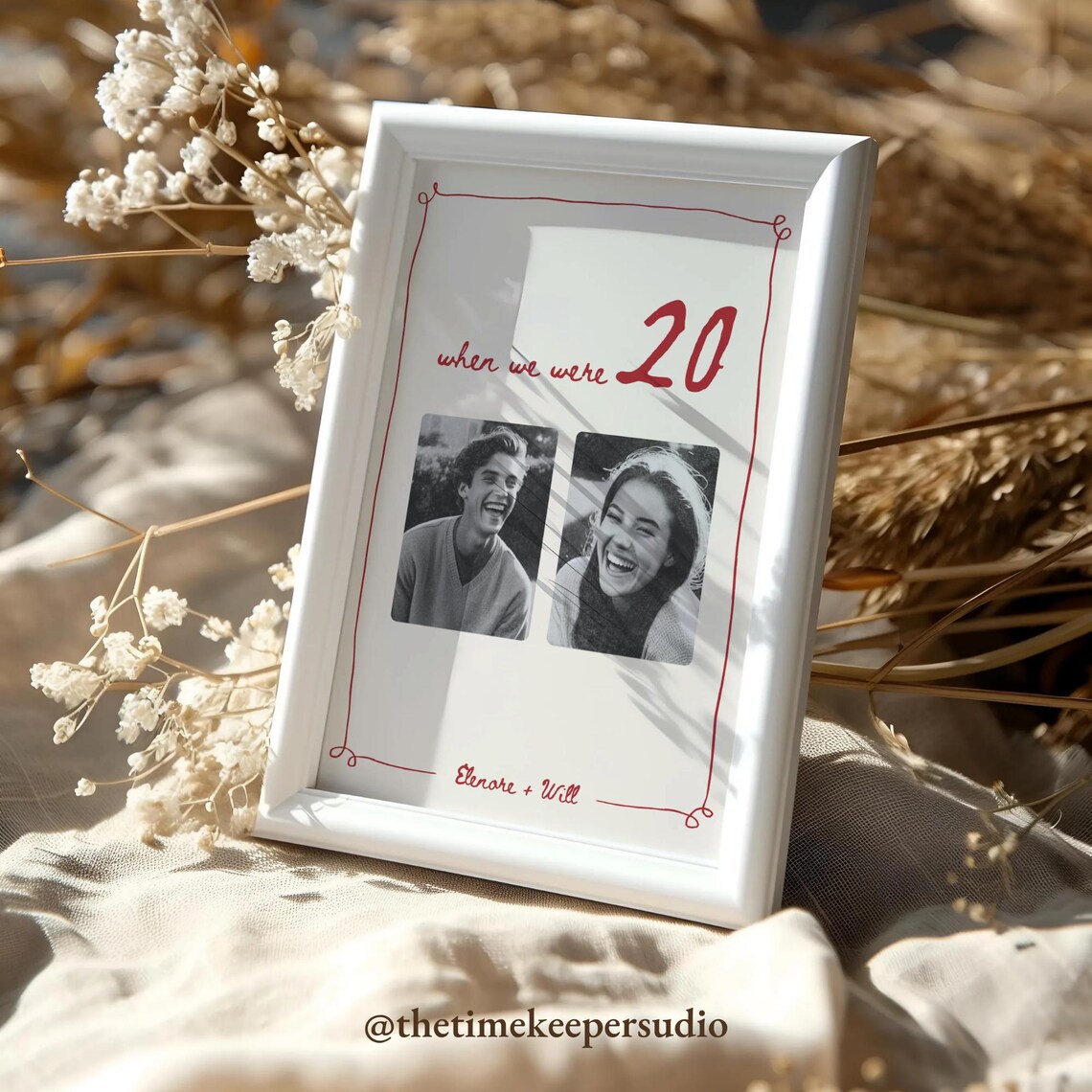When We Were Age Photo Table Numbers Editable Template Cute Handwritten ...