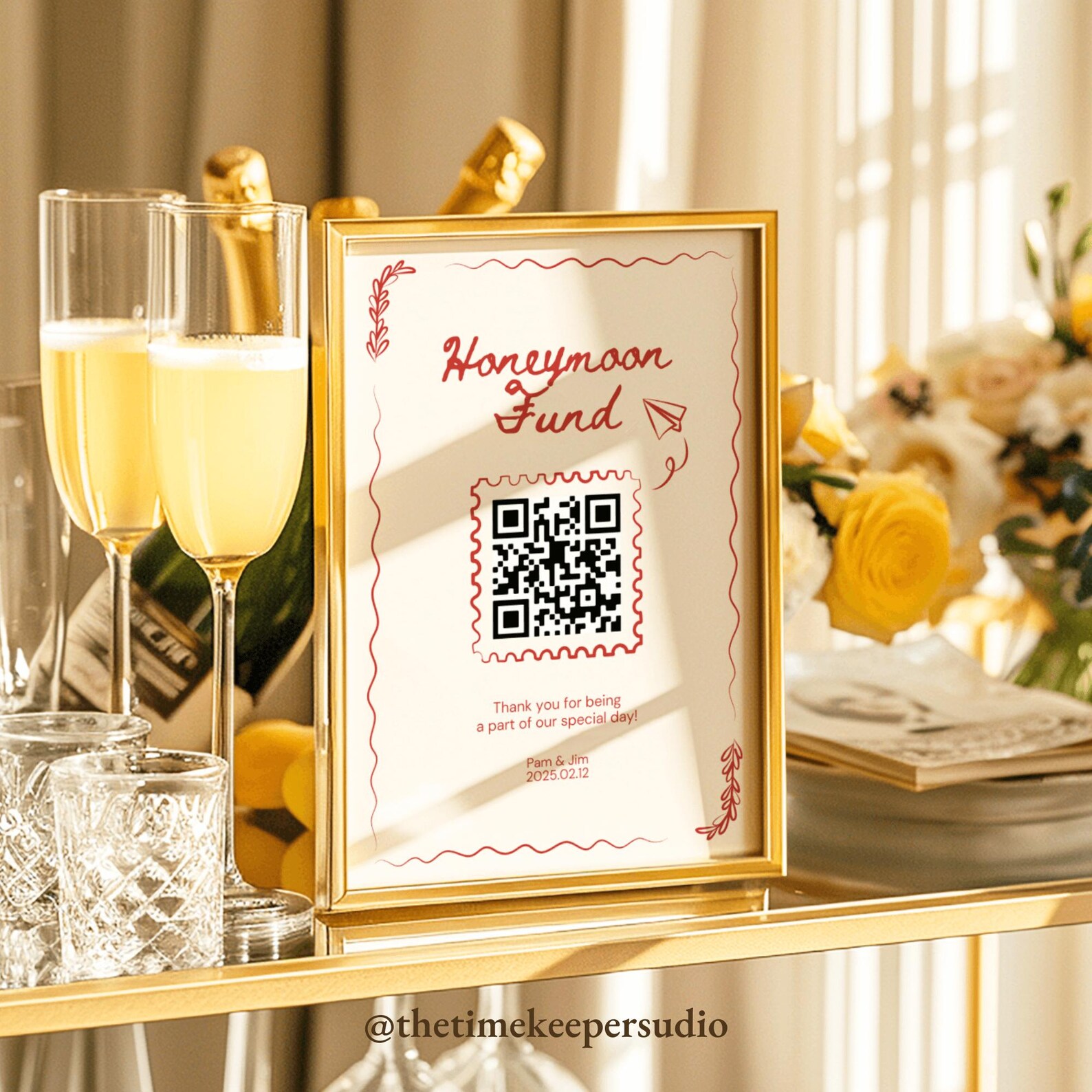 Honeymoon Fund Editable Wedding Signage With QR Code Cash Gift Template ...