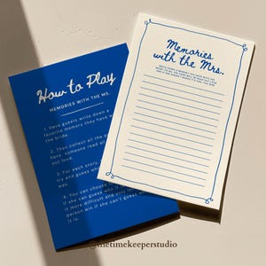 Favorite Memory Bridal Shower Game Template Share A Memory of the Bride ...