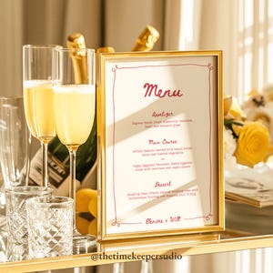 Cute Wedding Menu Template Editable Hand-drawn Vintage Design Modern ...