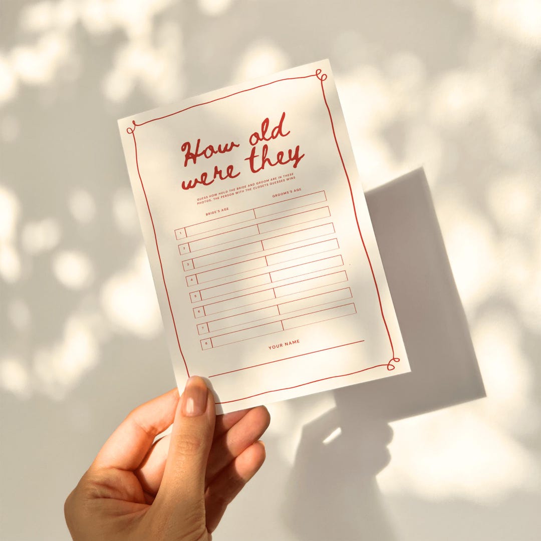 Bridal Shower How Old Were They Guess the Age Wedding Games Printable ...