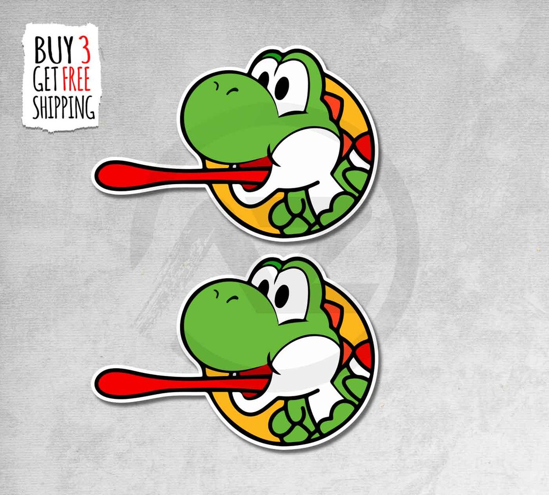 2x Yoshi Tongue Stickers, Magnets, Car, Bike, Laptop, Water Bottle High ...