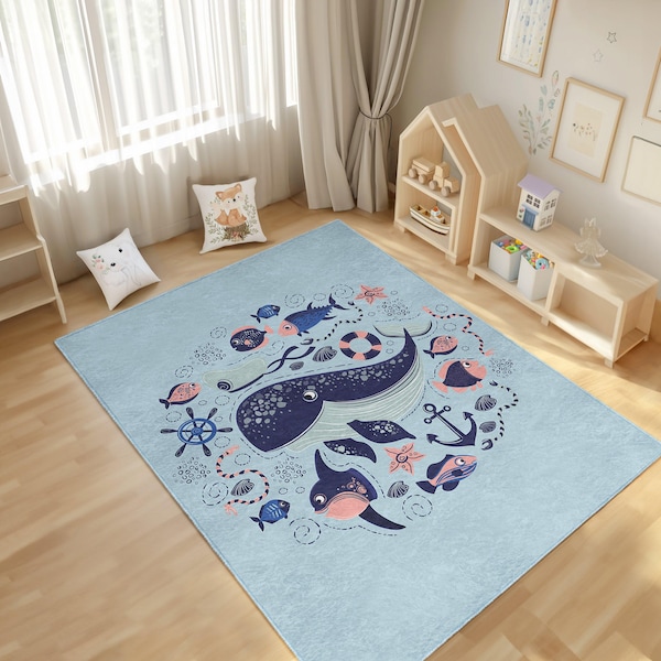 Blue Fish Carpet - Etsy UK