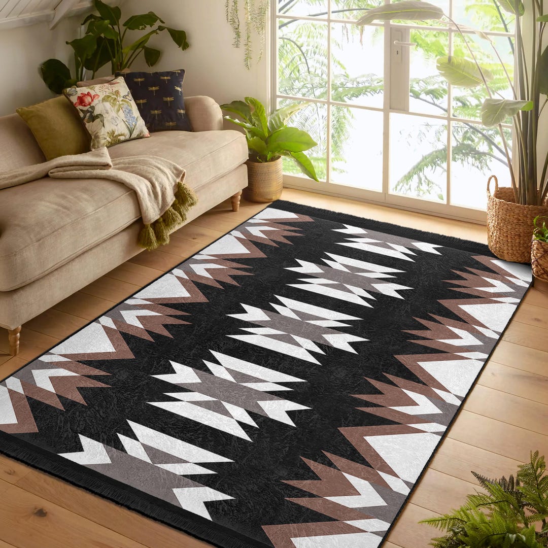 Aztec Scandinavian Accent Rug - Navajo Non Skid Area Rug - Rustic ...