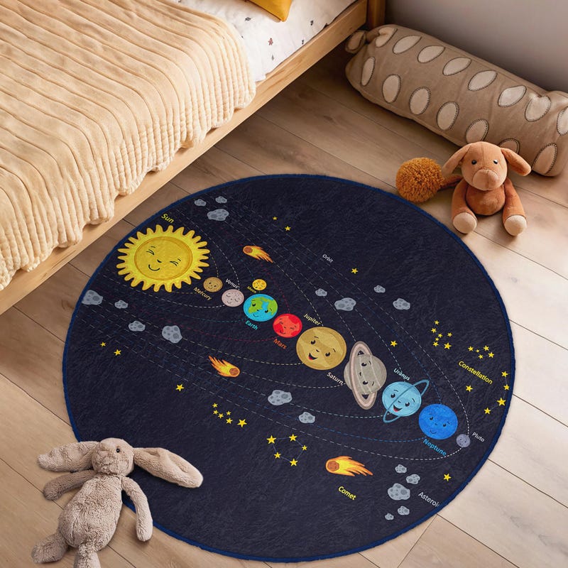 Blue Round Rug - Etsy