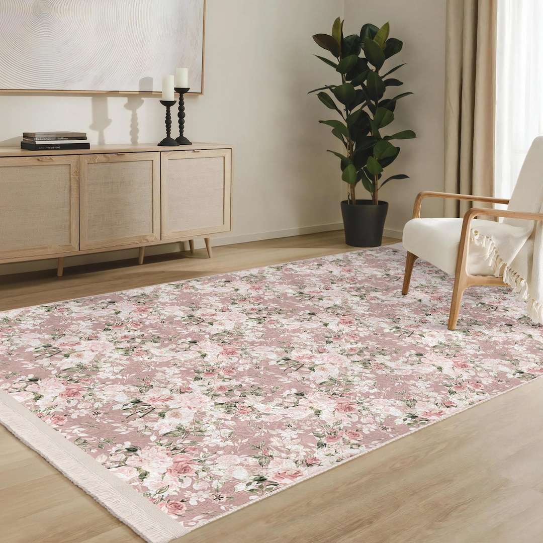 Rustic Farmhouse Area Rug - Classic Rose Carpet -french Cottage Runner ...