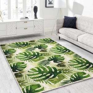 Big Tropical Leaf Area Rug-palm Plant Carpet -jungle Runner-monstera ...