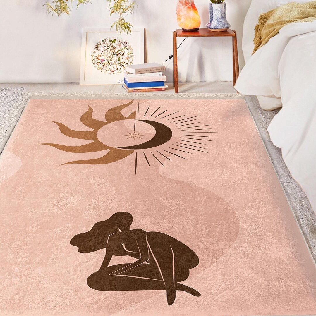 Boho Sun Moon Accent Rug - Astrology Throw Rug - Cosmic Runner ...