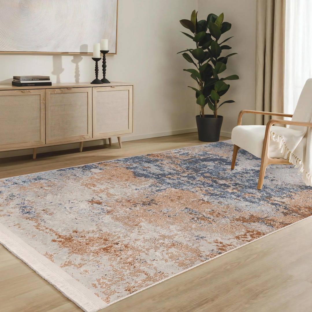 Gradient Canvas Area Rug - Painterly Art Rubber Backing Throw Rug ...